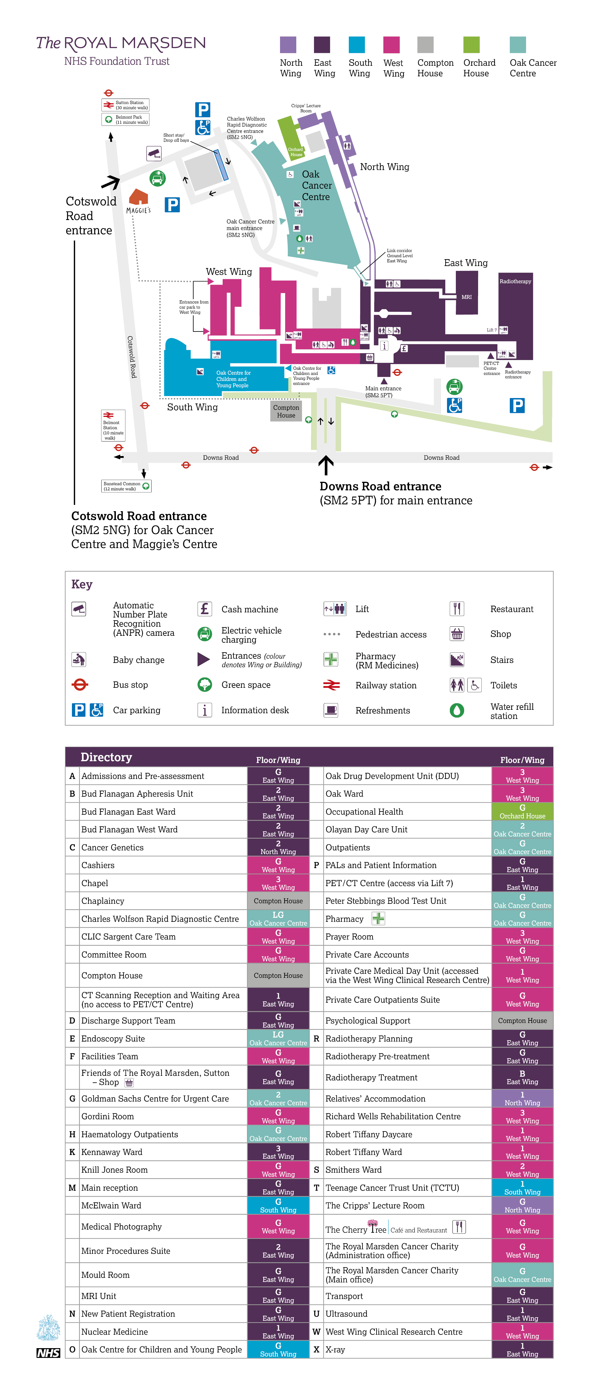 Map of The Royal Marsden in Sutton | The Royal Marsden