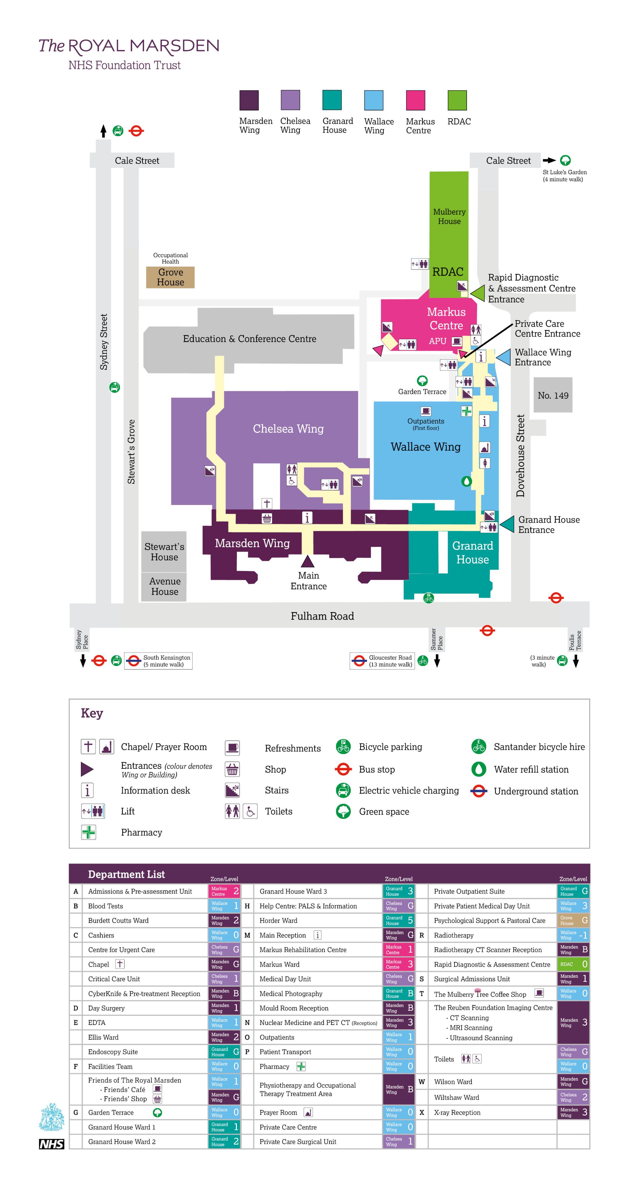 Map of The Royal Marsden in Chelsea | The Royal Marsden